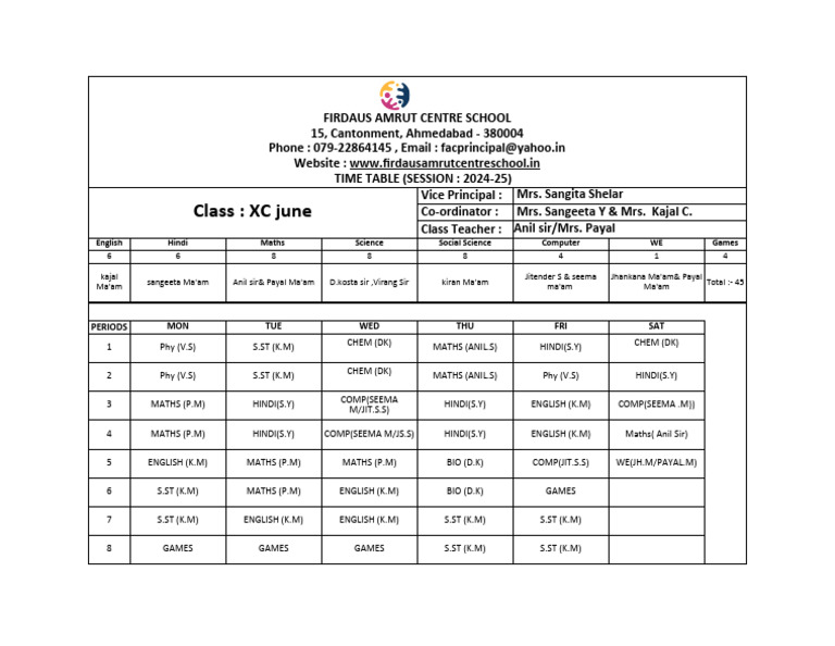 XC June Time Table | PDF