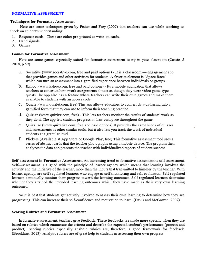 FORMATIVE-ASSESSMENT | Download Free PDF | Educational Assessment ...