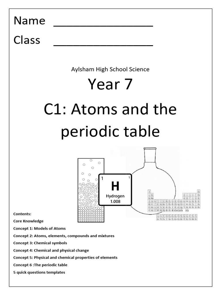 Atoms Year 7 | PDF | Chemical Substances | Chemical Elements