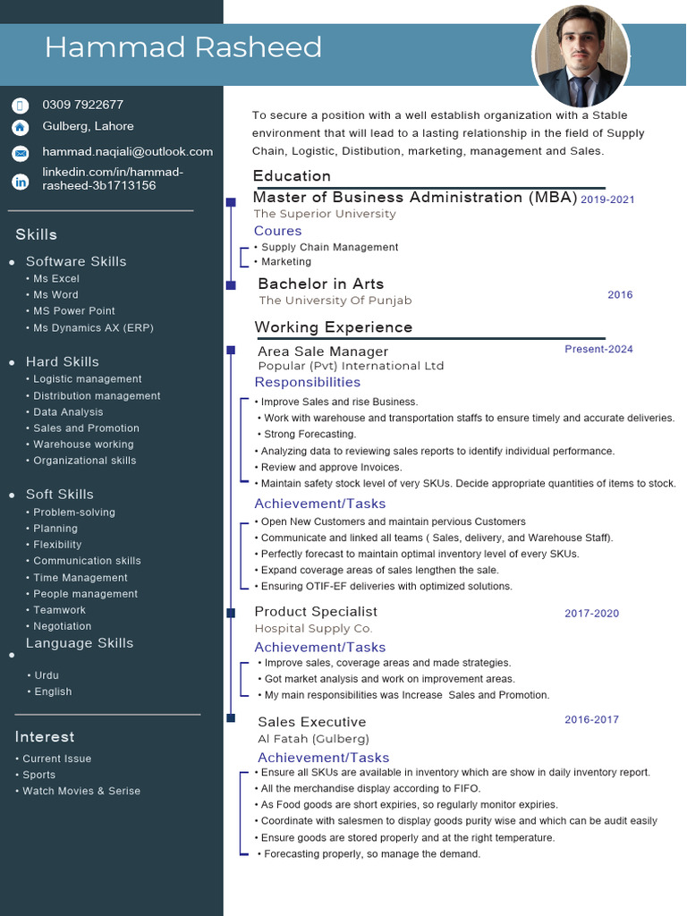 Hammad CV Supply Chain CV | PDF | Logistics | Warehouse