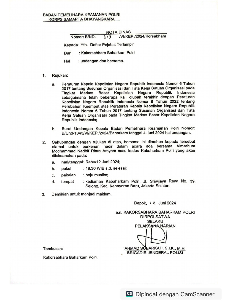 Undangan Doa Bersama Almarhum Cucu Kedua | PDF