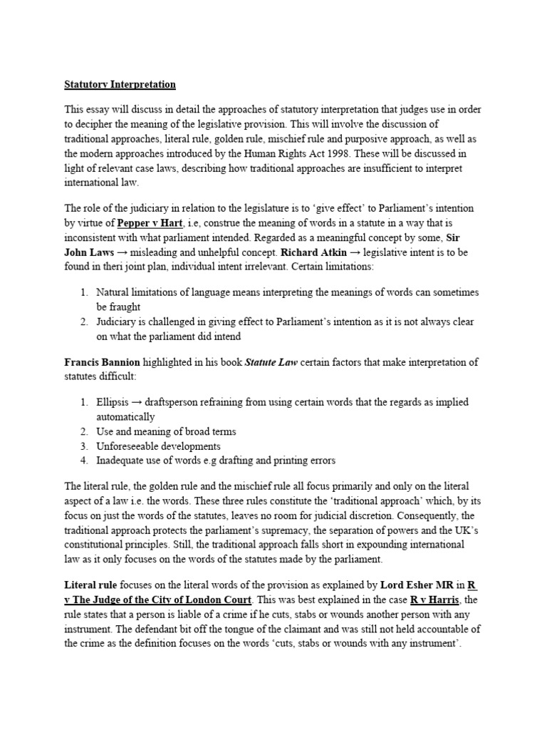 Statutory Interpretation | PDF | European Convention On Human Rights ...