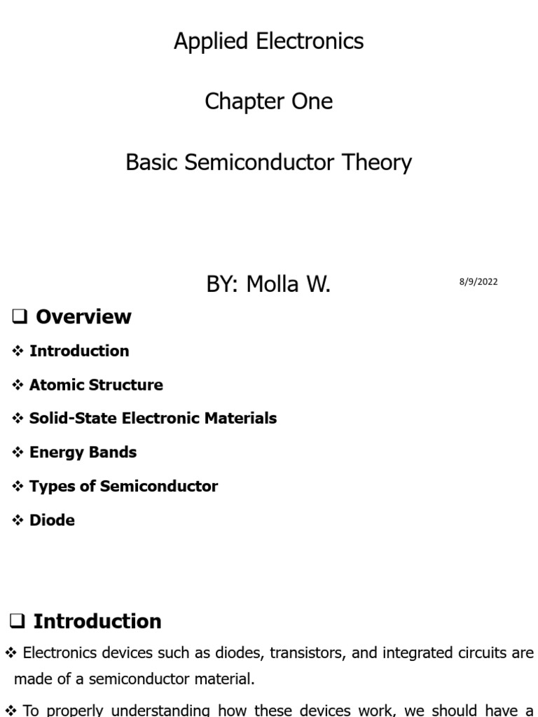 Chapter 1 - Basic Semiconductor Theory | PDF | Semiconductors | P–N ...