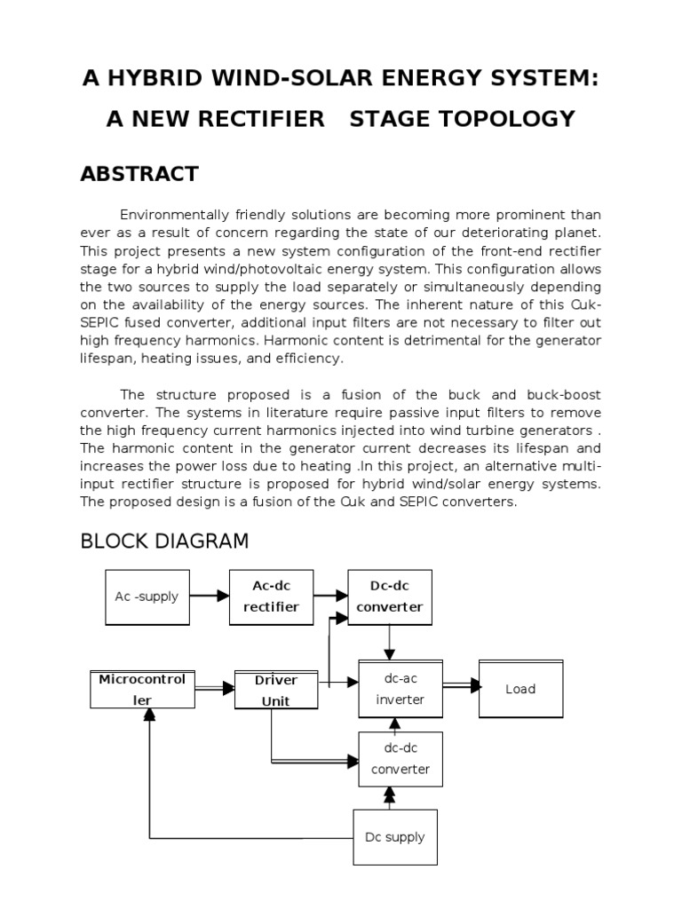 A Hybrid Wind-Solar Energy System | PDF