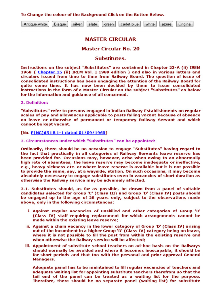 Master_Circular_20 on substitute | PDF