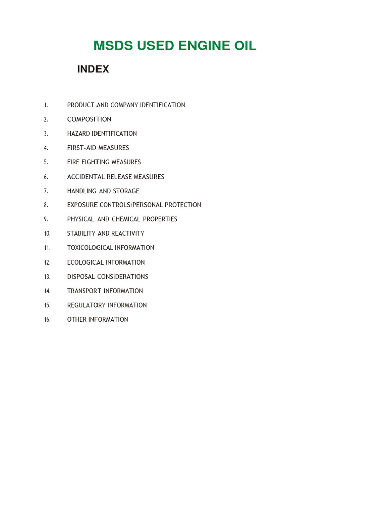 MSDS-Used-Oil-KGC | Download Free PDF | Dangerous Goods | Motor Oil