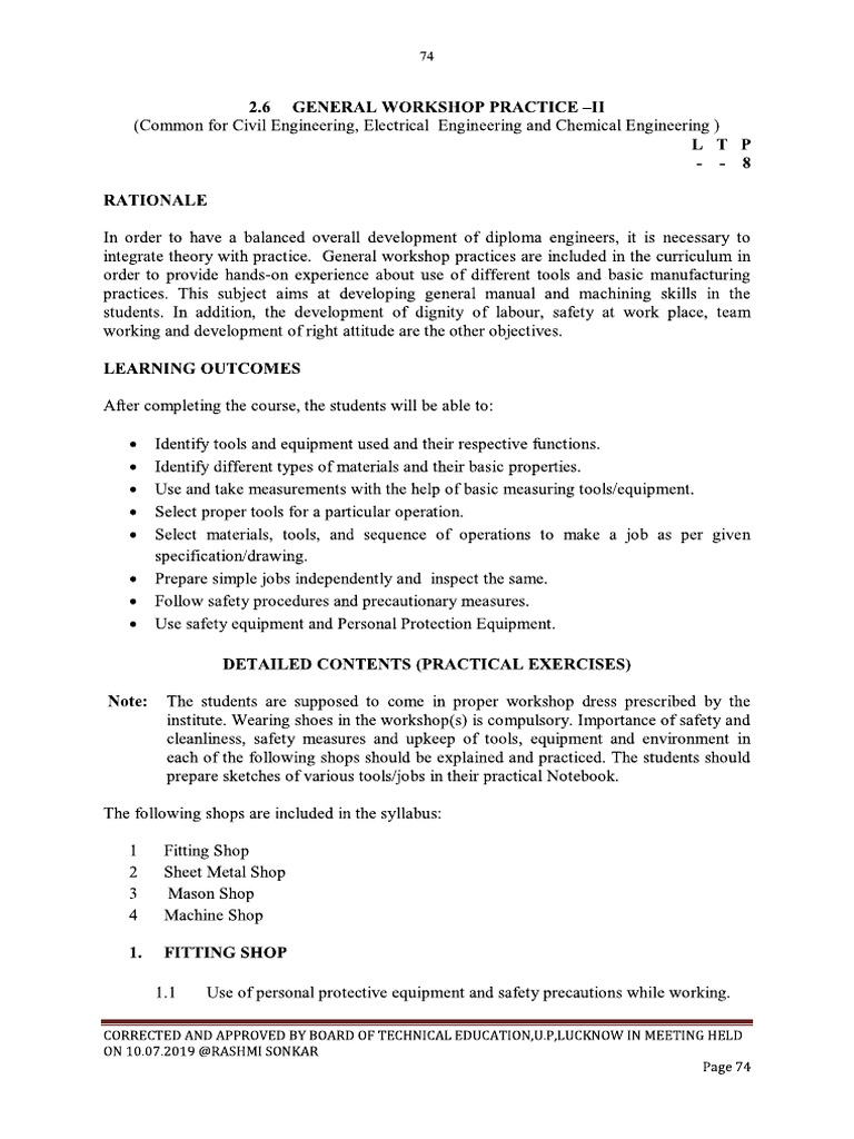 Workshop Syllabus CIVIL, EE | PDF