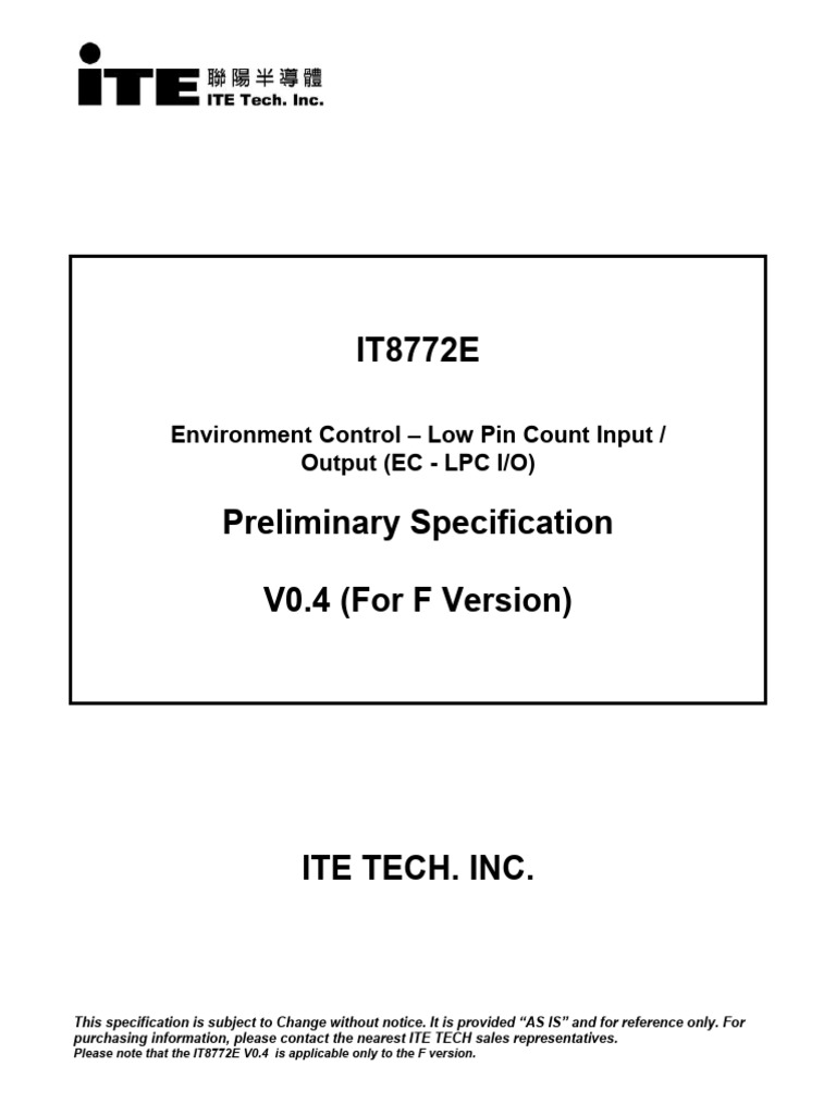 It8772e Ite | PDF | Computer Keyboard | Bit
