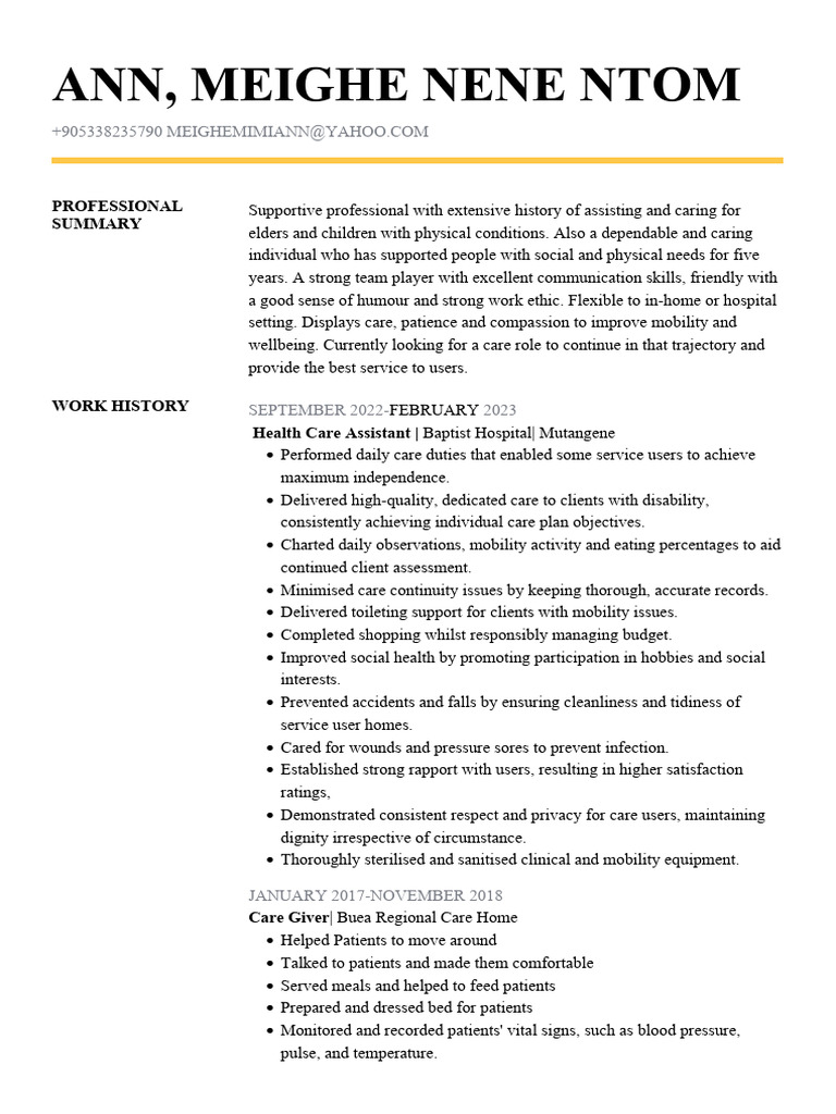 Marie Ann's Edited Cv | Download Free PDF | Patient | Caregiver