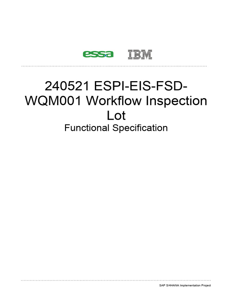 Workflow for Inspection Lot Management | PDF | Workflow | Specification ...