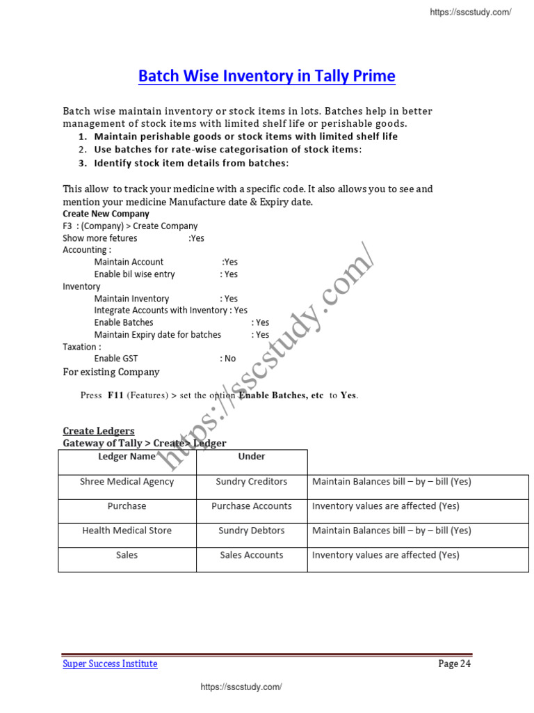 Batch Wise Inventory Management in Tally | PDF | Inventory | Shelf Life