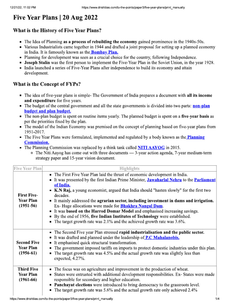 Five Year Plan | PDF