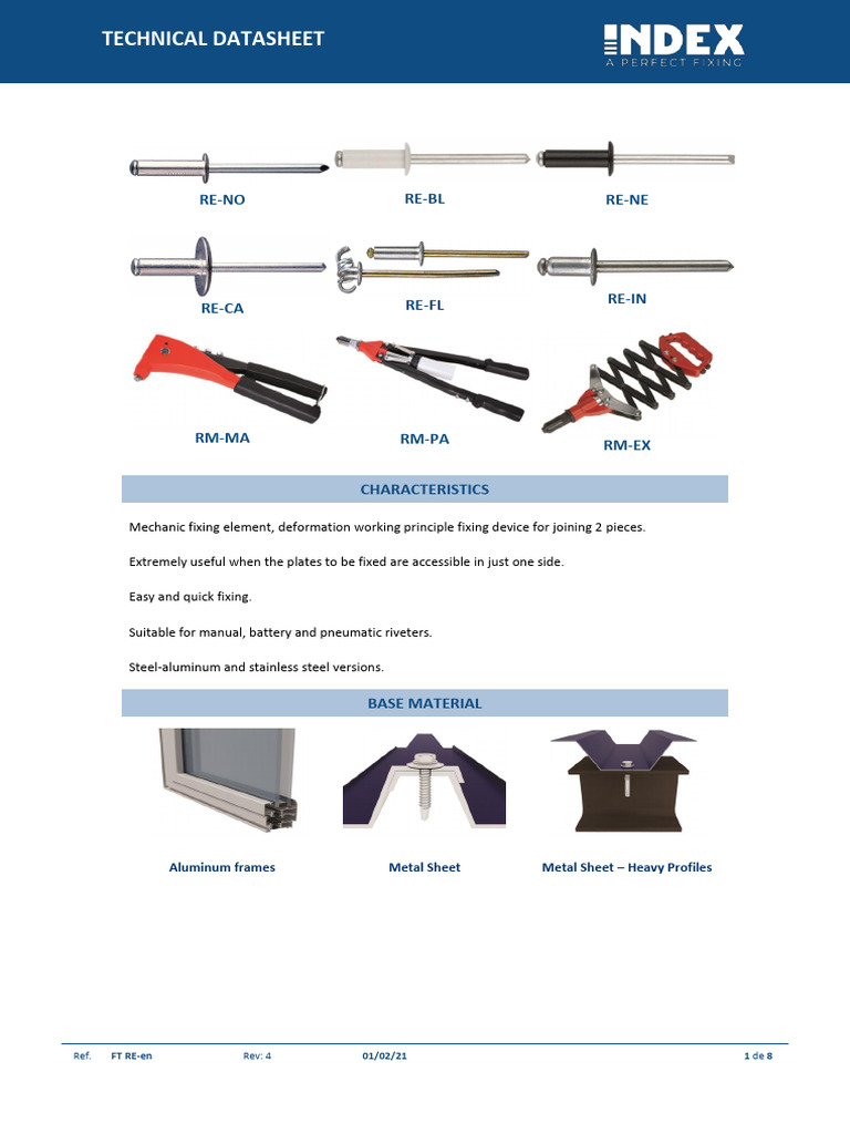 FT RE en Rev4 | PDF | Rivet | Sheet Metal