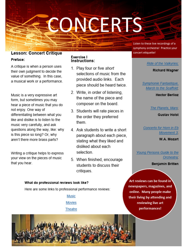 Curriculum Reviewing Concerts | PDF | Musicology