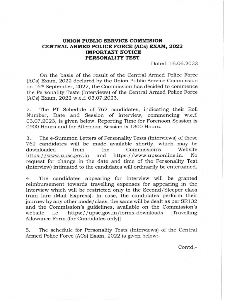 CAPF AC 2022 Intv Eng 16062023 | PDF