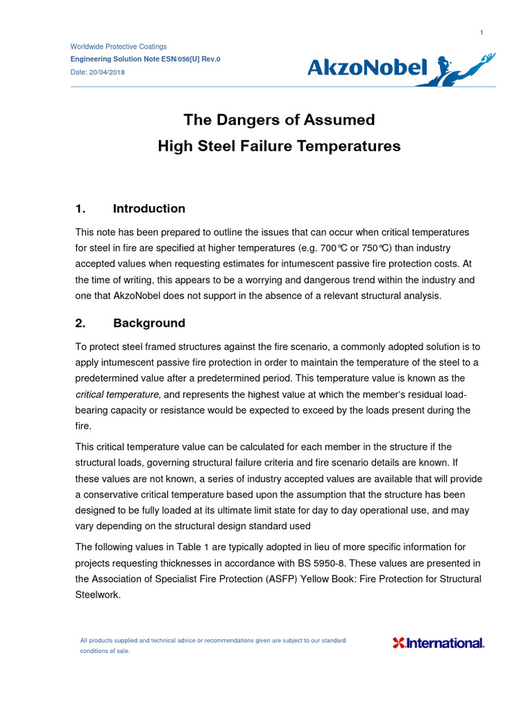 The Dangers of Assumed High Steel Failure Temperatures in PFP | PDF ...