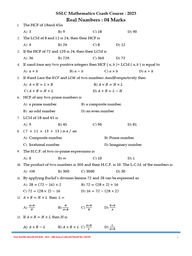 10-Maths-Chapter 08 | Download Free PDF | Numbers | Arithmetic