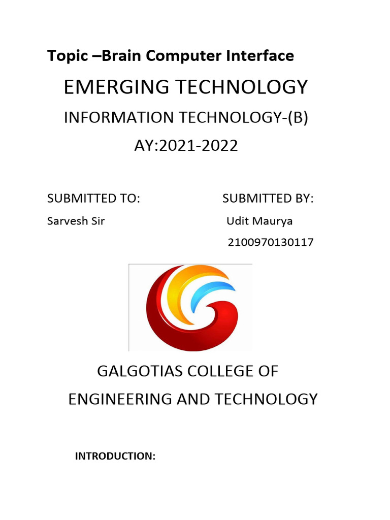 Brain Computer Interface | PDF | Electroencephalography | Human–Computer Interaction