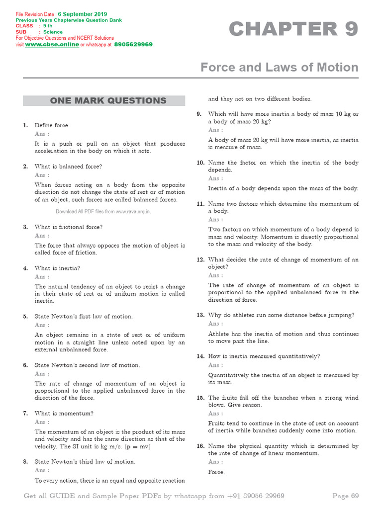 08 Force Cbiesccq09 Pdf Force Inertia