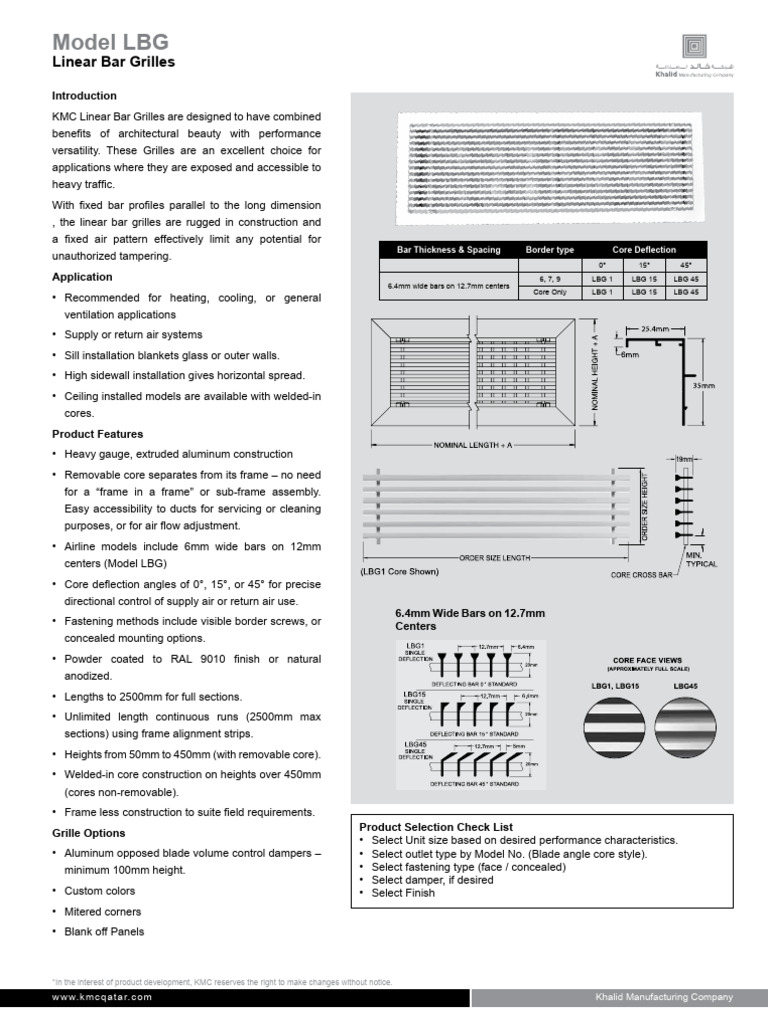 Linear Bar Grilles | PDF | Duct (Flow) | Equipment