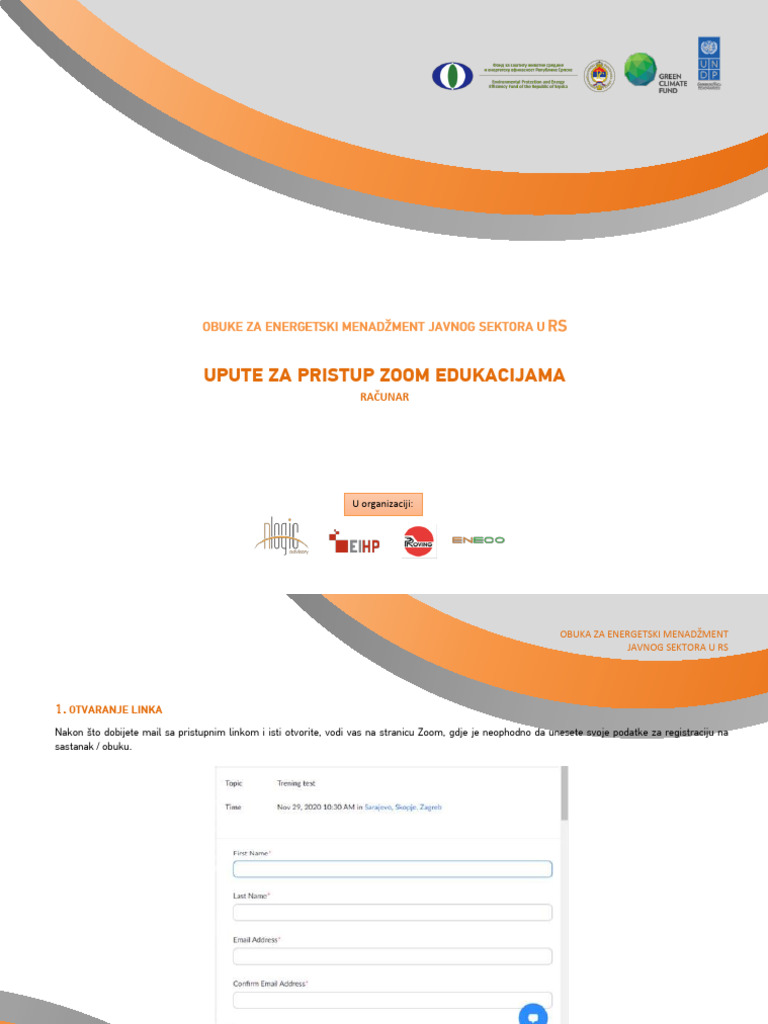 UPUTE ZA PRISTUP ZOOM - Racunar | PDF