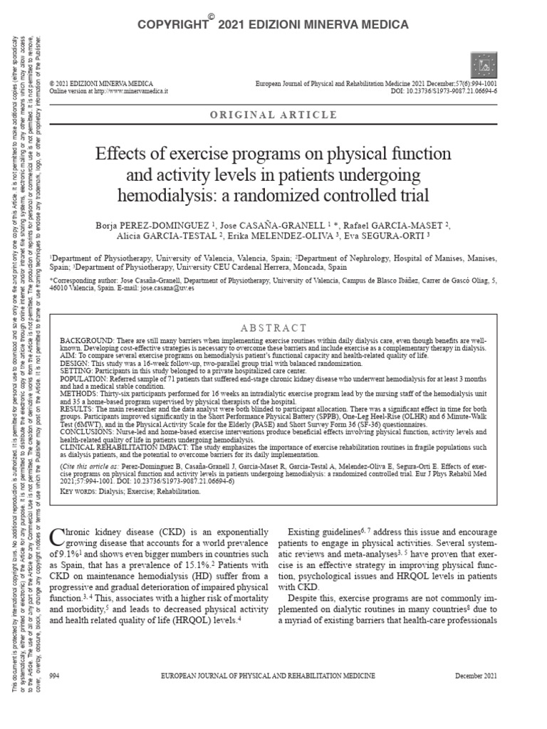 Effects of Exercise Programs On Physical Function | PDF | Chronic ...