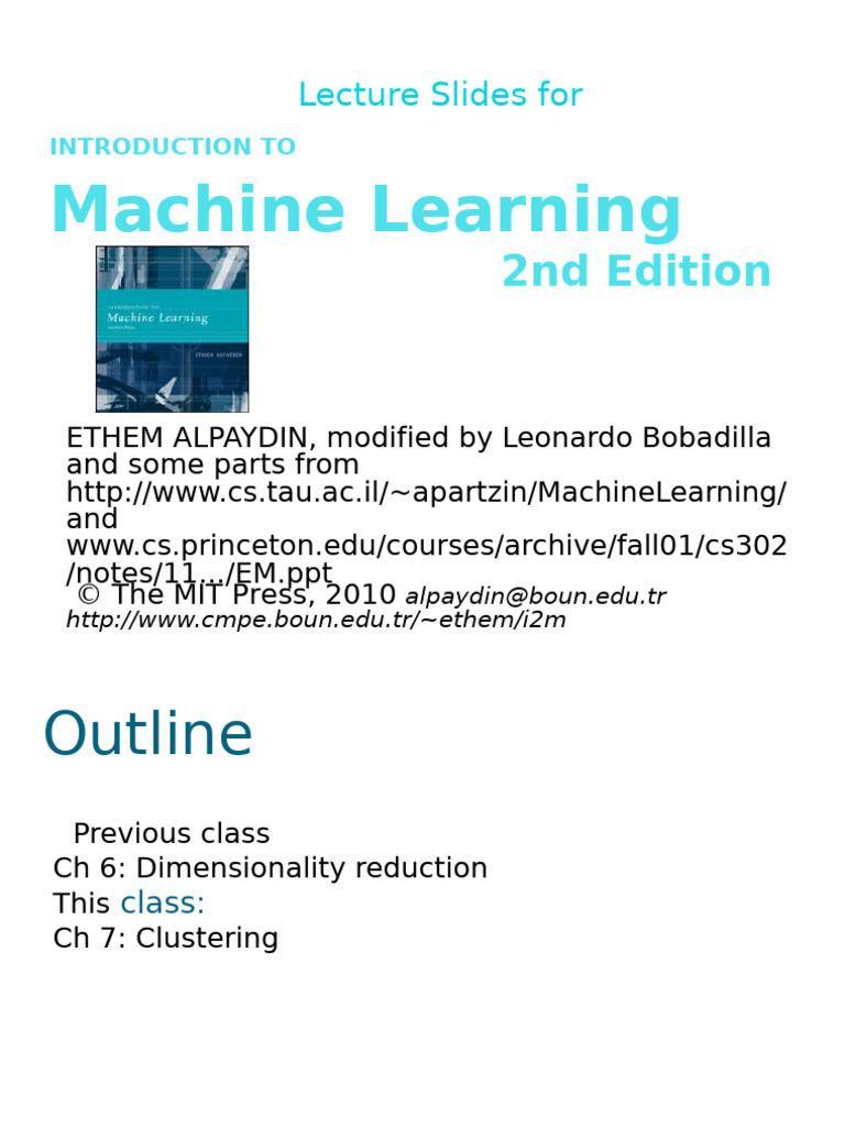 Slides 11 | PDF | Cluster Analysis | Machine Learning