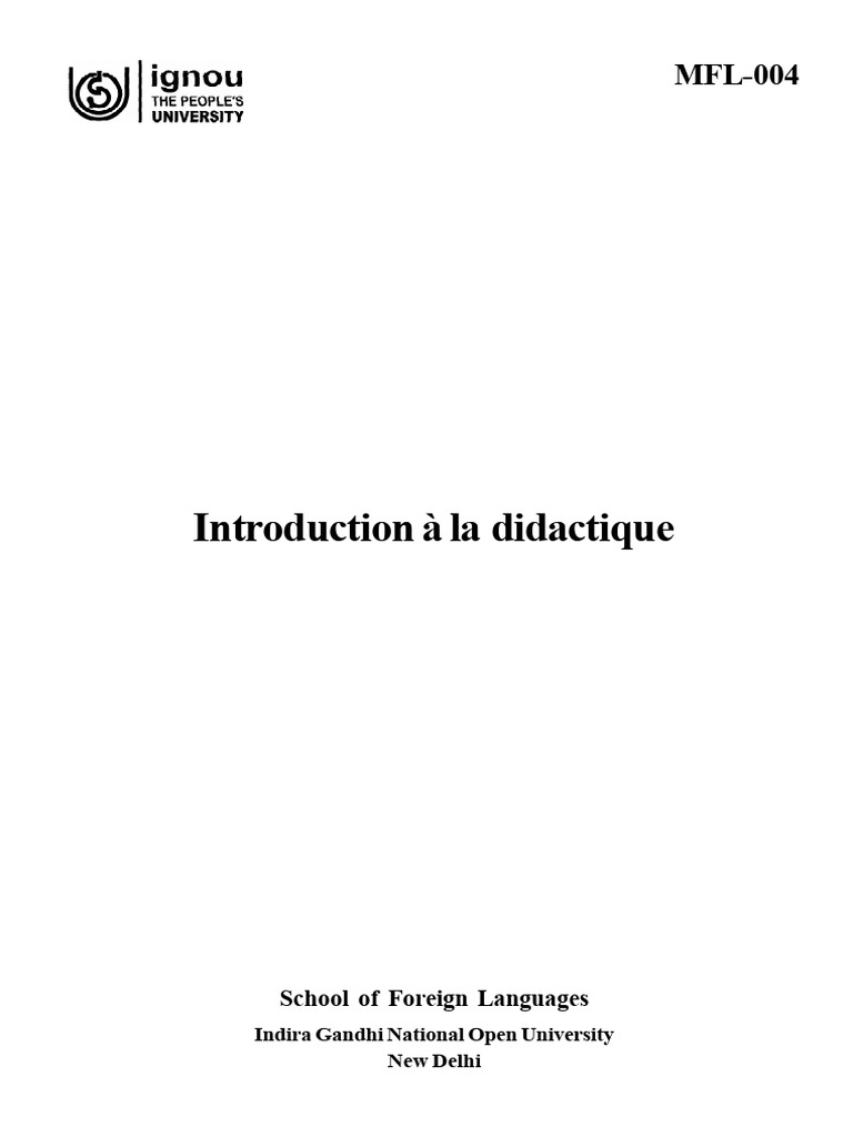 MFL-004 Introduction À La Didactique Version 2 | PDF | Behaviorisme | Pédagogie
