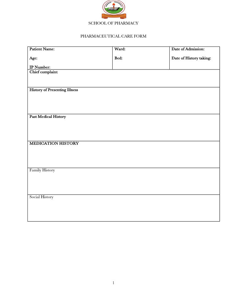 Pharmaceutical Care Plan Template | PDF | Therapy | Health Care