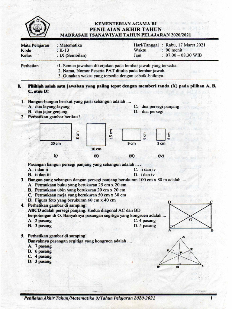 Latihan Soal PAS Genap - IX | PDF
