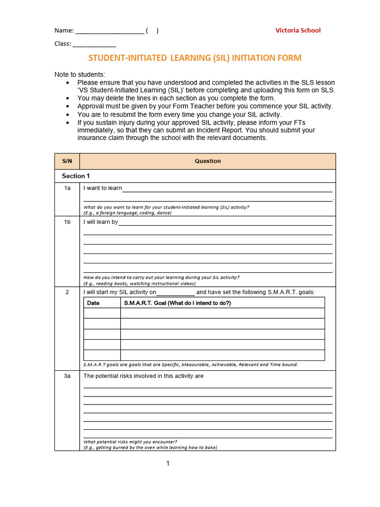 VS SIL Initiation Form - v3 | PDF