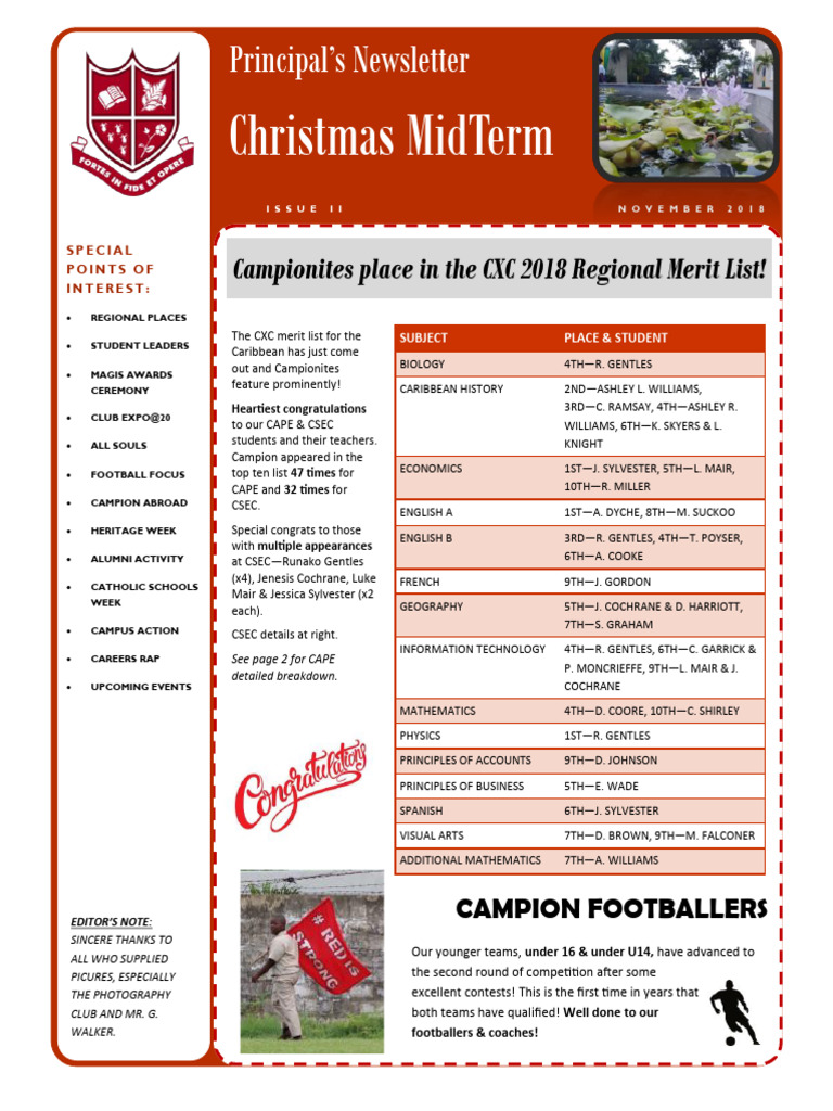 Principals Newsletter CHRISTMAS MID TERM 2018 FINAL | PDF