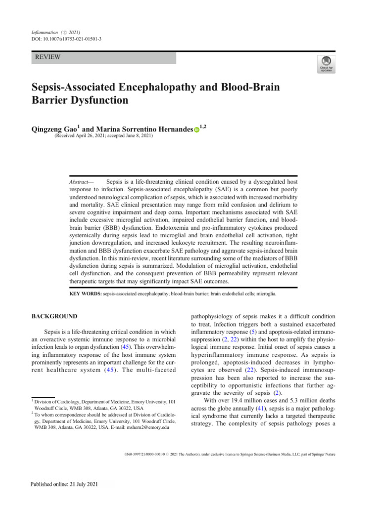 Sepsis-Associated Encephalopathy and Blood-Brain | PDF | Inflammation ...