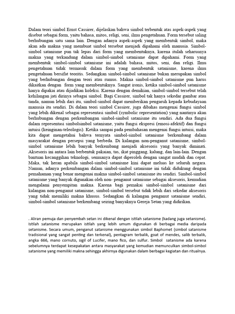 Makna Simbol Satanisme dalam Teori Cassirer | PDF