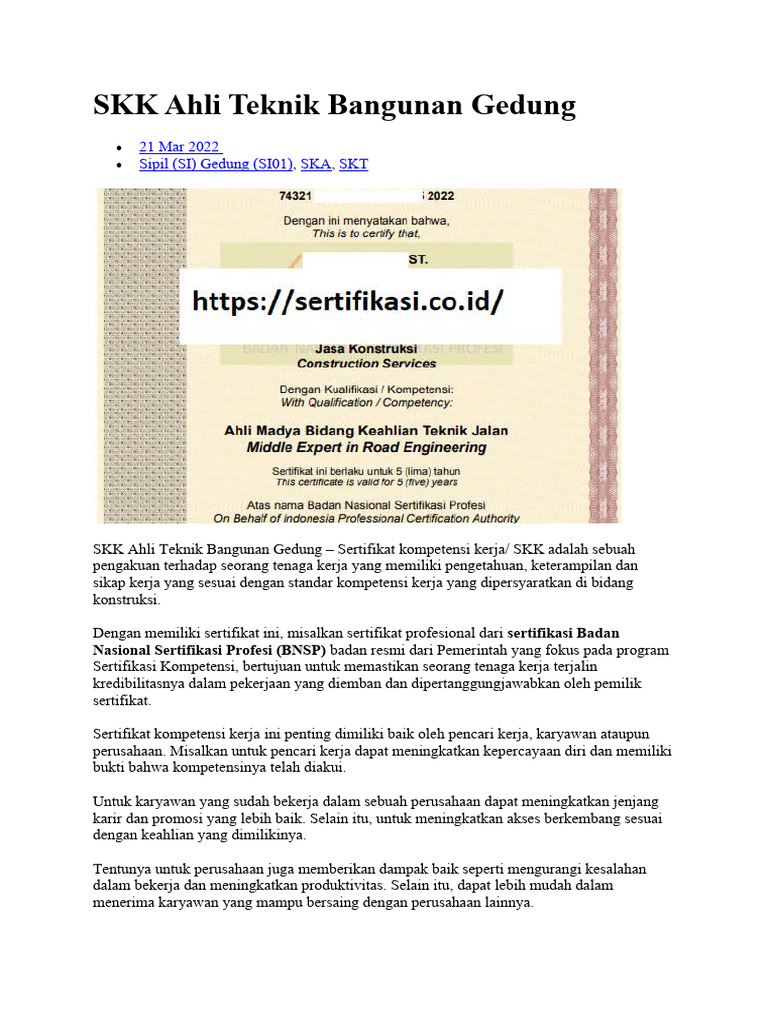 SKK Ahli Teknik Bangunan Gedung | PDF