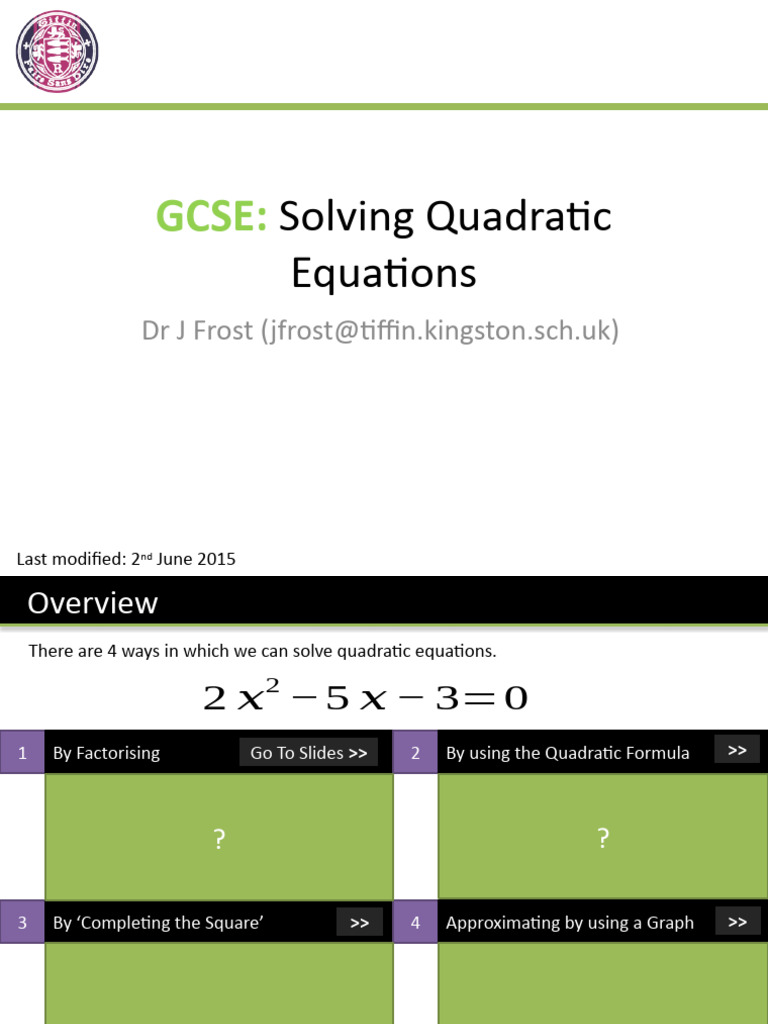 GCSEYr9 SolvingQuadratics | PDF | Quadratic Equation | Factorization
