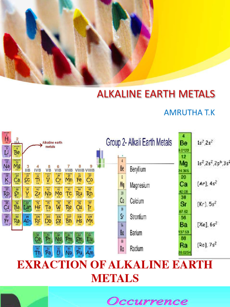 alkaline earth metals | PDF | Calcium | Metals