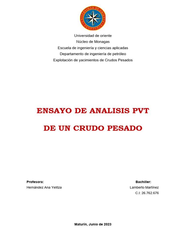 Ensayo de Analisis PVT | PDF | Gases | Líquidos