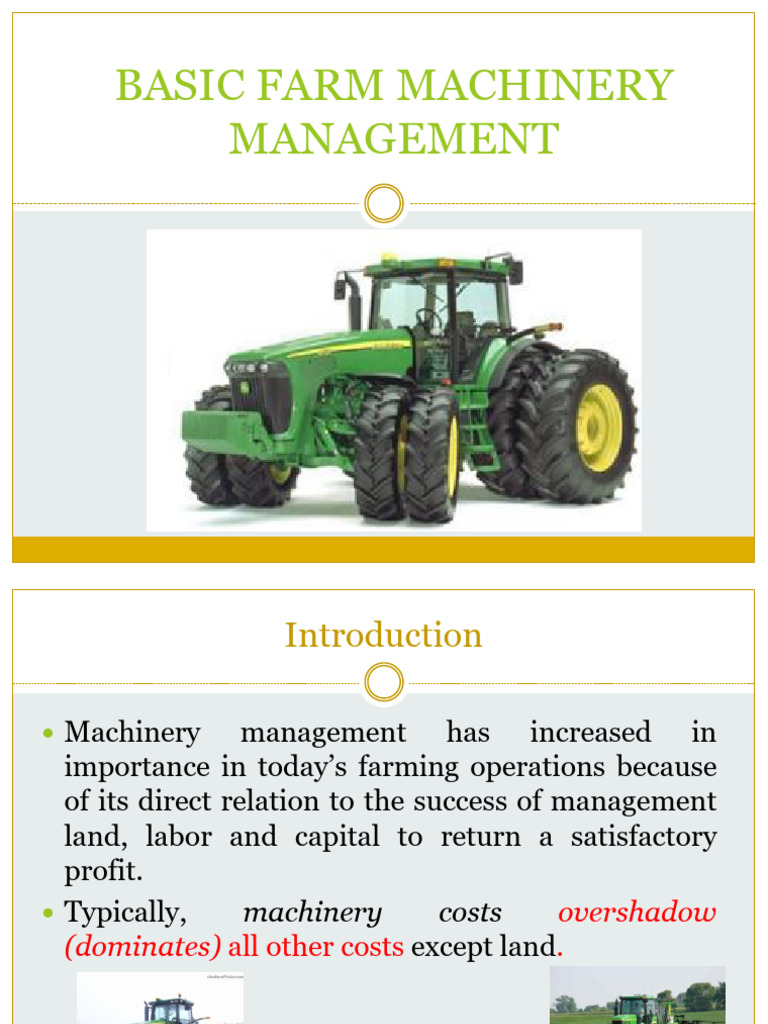 2) Basic Machinery Management | PDF | Agricultural Machinery | Tractor