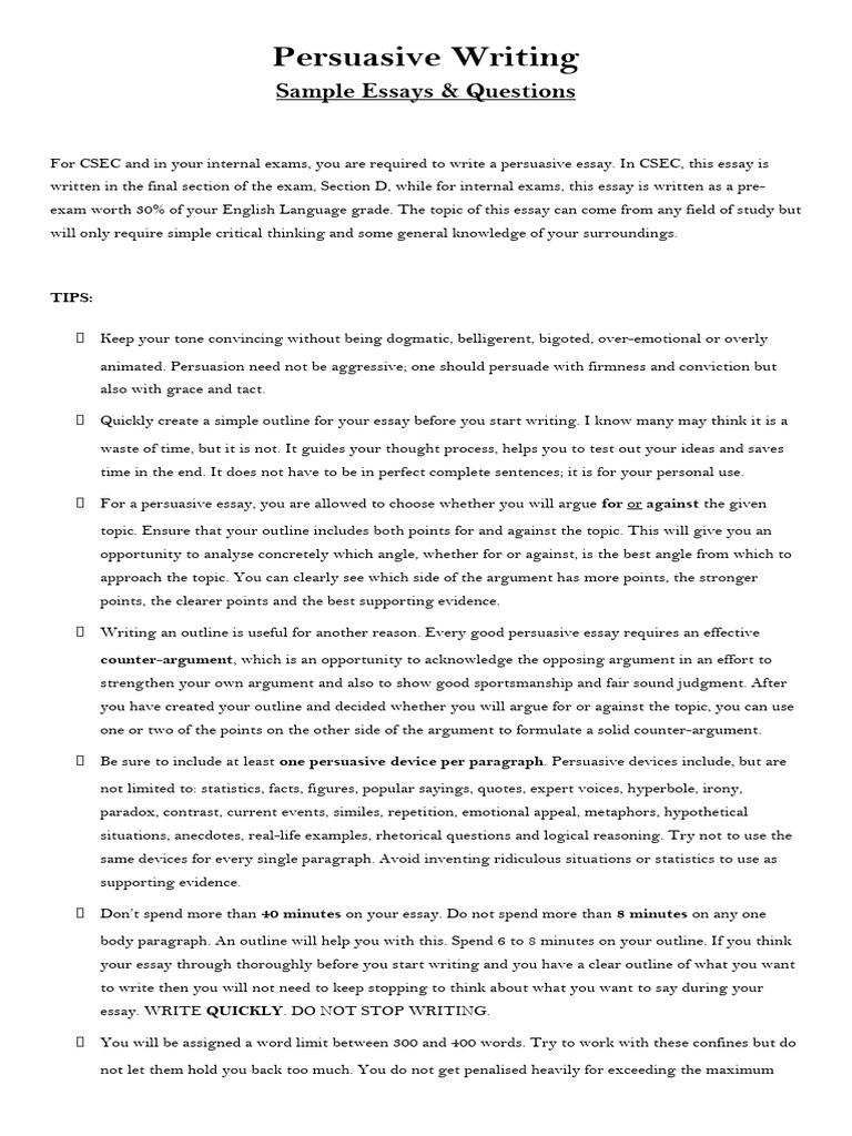 Persuasive Essay Writing Guide | PDF | Essays | Obedience (Human Behavior)