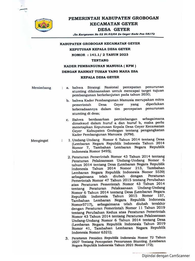 SK Kader Pembangunan Manusia 11 01 2024 | PDF