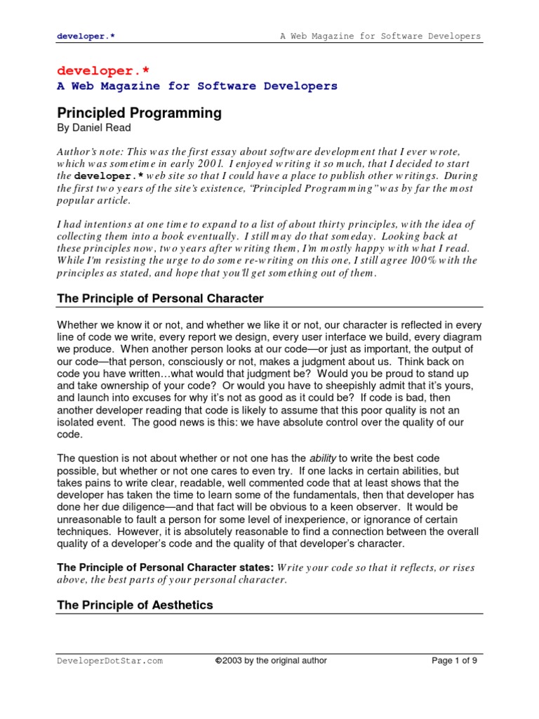 Principled Programming | PDF | Source Code | Aesthetics