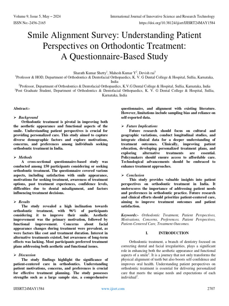 Patient Perspectives on Orthodontics Survey | PDF | Survey Methodology ...