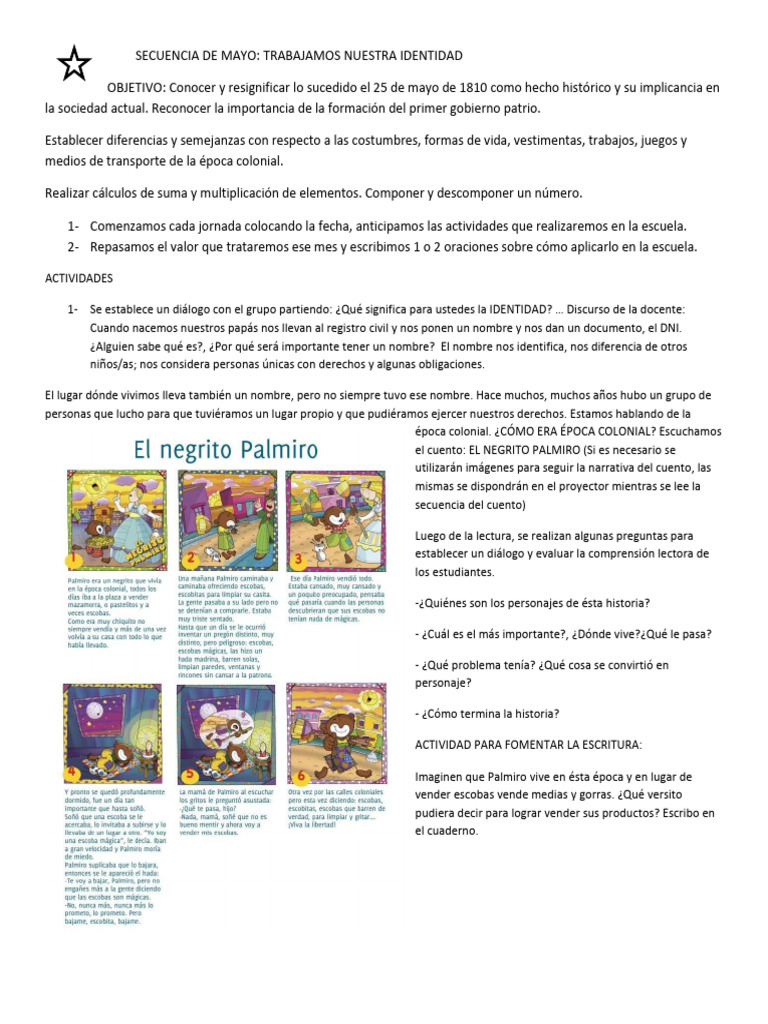 Actividades sobre "El Negrito Palmiro" | PDF