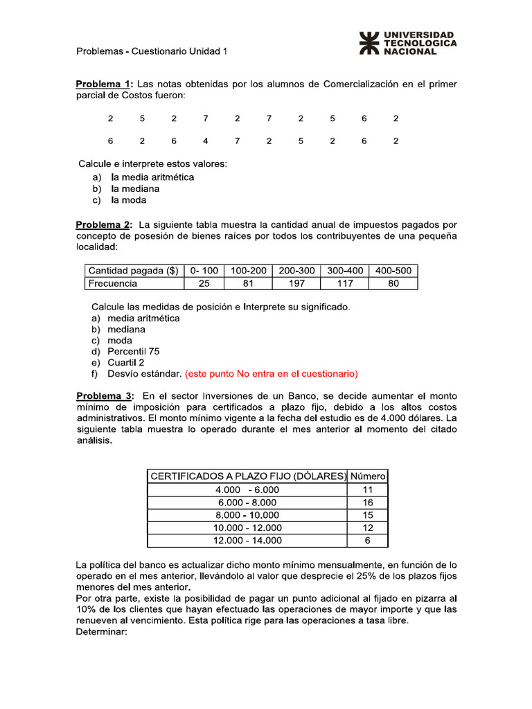 Estadistica Cuestionario | PDF