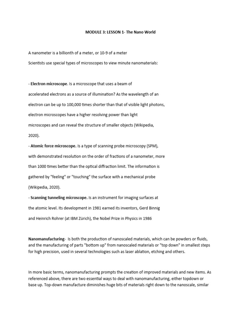 MODULE 3 - LESSO-WPS Office | PDF | Microscope | Nanotechnology