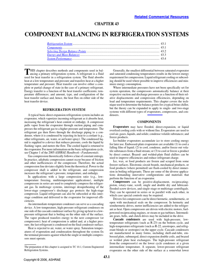 Component Balancing in Refrigeration Systems | PDF | Heat | Heat Transfer
