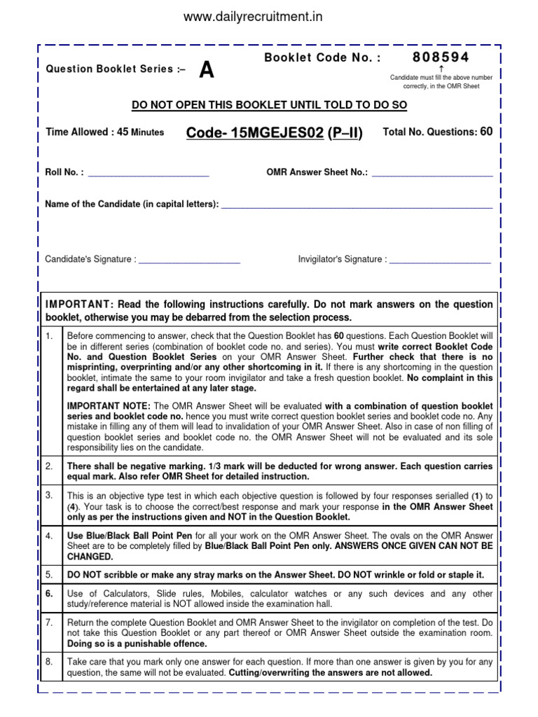General English Question Paper Series A | PDF | Adverb | Linguistics
