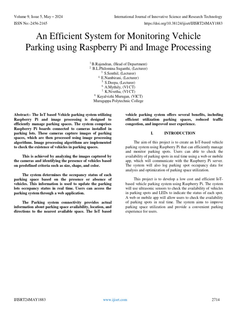 An Efficient System For Monitoring Vehicle Parking Using Raspberry Pi and Image Processing | PDF ...