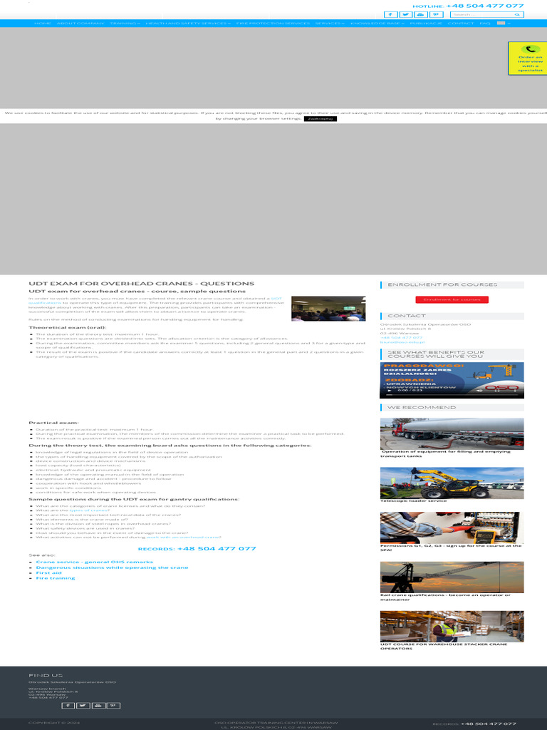 UDT Exam For Overhead Cranes - Course, Sample Questions | PDF | Crane ...